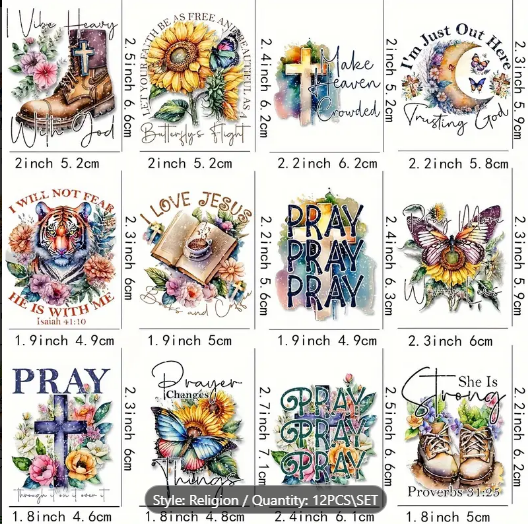 12-Pack Inspirational Transfer Paper, UV DTF Self-Adhesive - Montezz Market