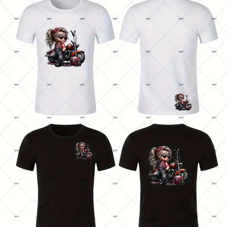 Chibi Girl on Motorcycle Hip-hop Iron-On Transfer - Montezz Market