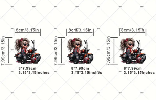 Chibi Girl on Motorcycle Hip-hop Iron-On Transfer - Montezz Market