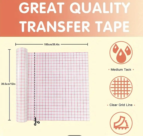 PVC Transfer Tape Roll with Red Alignment Grid - Montezz Market
