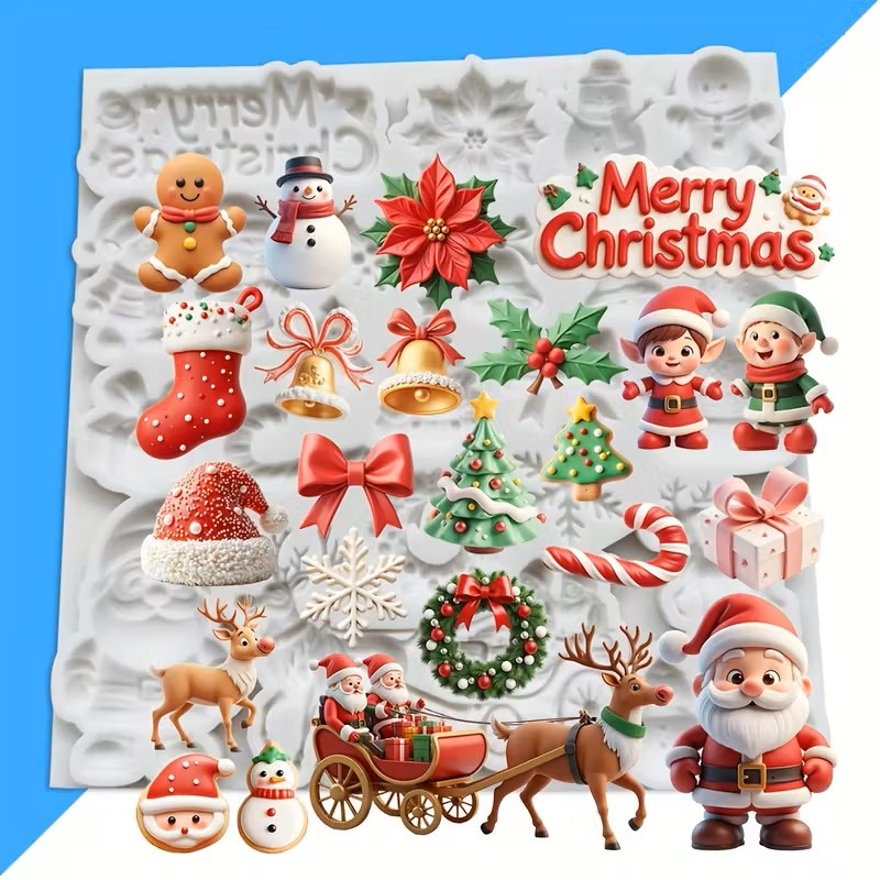 Silicone Gum paste Molds - Festive Holiday Designs - Montezz Market